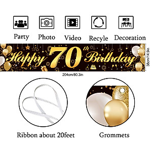Happy 50th Birthday Banner,Birthday Party Sign Backdrop Banner For Men Women Cheer to 50 Years,Durable Black&Gold Glitter Birthday Sign Yard Sign For 50th Birthday Party Decoration Supplies(50 Black)
