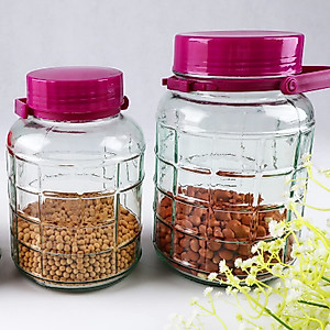 Glass Storage Canister, 77 oz Mason Jar with Plastic Handle and Airtight Lids,for Canning, Meal Prep, Jam, Jelly,Milkshakes, Salads,Drinks(Set of 2)