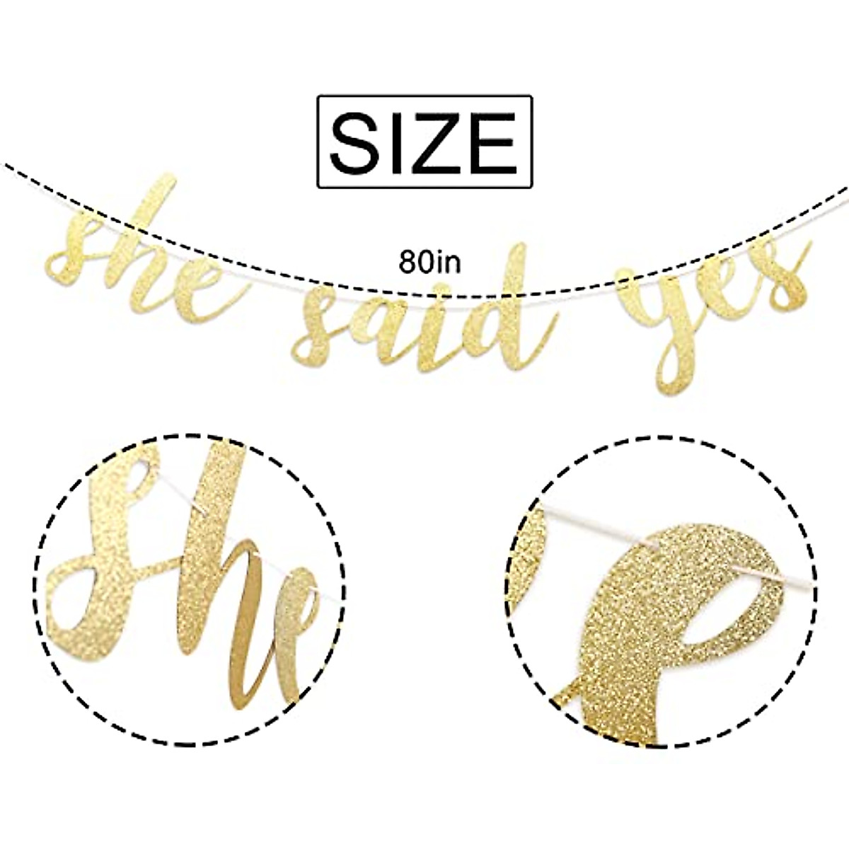 Golden Glitter She Said Yes Banner - Proposal & Bridal Shower Decor