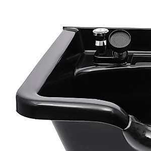 Shampoo Bowl For Salon, Wall Mounted Backwash ABS Salon Spa Barber Equipment With Spray Head, Professional Salon Spa Beauty Brushed Sink 9.84" in Depth, Portable Shampoo Bowl for Hair Stylists