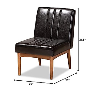 Baxton Studio Daymond Mid-Century Modern Dark Brown Faux Leather Upholstered and Walnut Brown Finished Wood Dining Chair