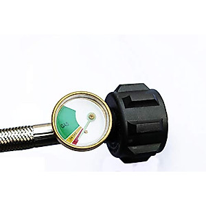 DOZYANT 6 Feet Stainless Braided Propane Hose Adapter with Propane Tank Gauge, 1 lb to 20 lb Propane Converter Hose for Propane Stove, Tabletop Grill and More 1lb Portable Appliance