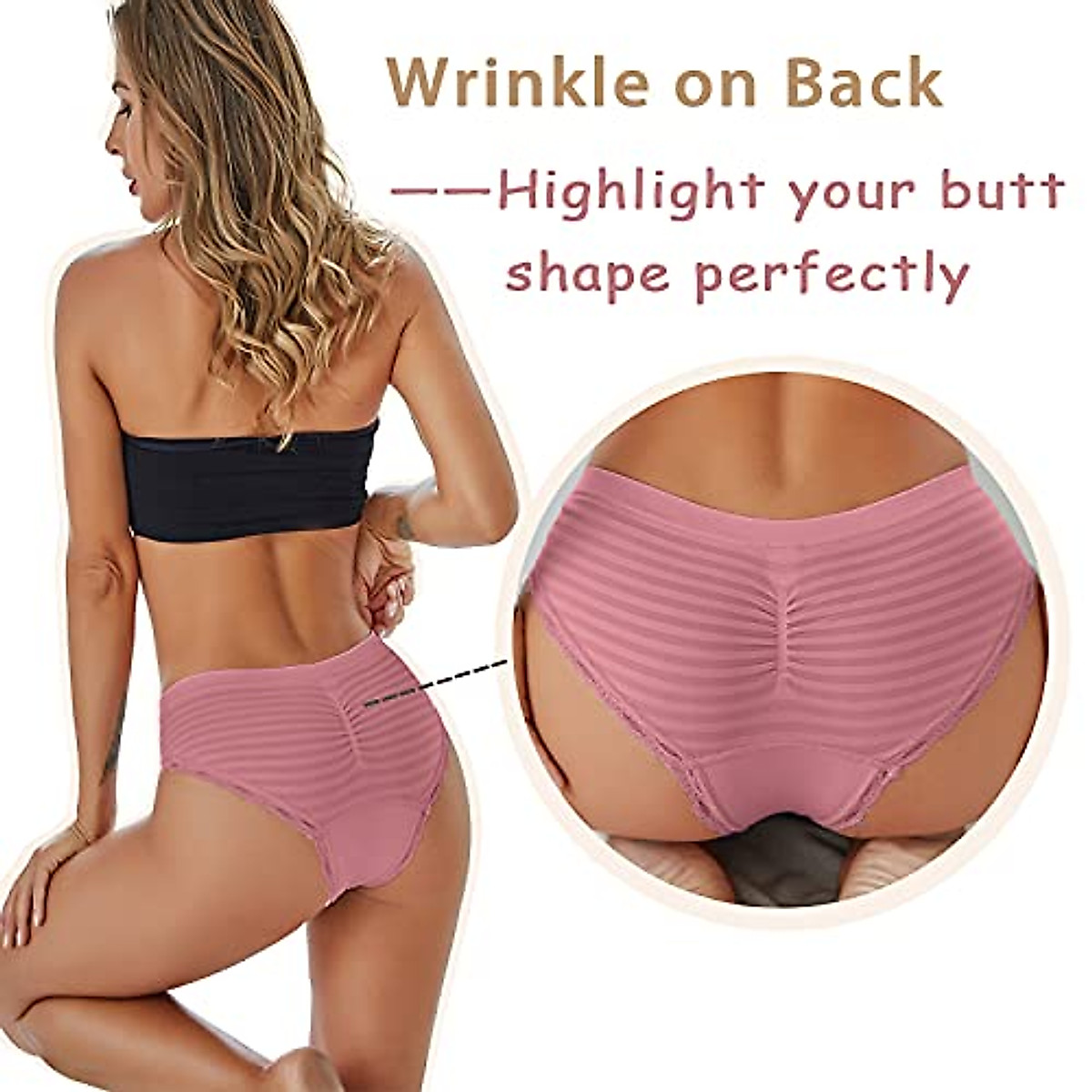 Cheeky Underwear for Women Sexy Panties No Show Stretchy with Cute Lace Seamless Breathable Underwear Women Pack of 6 S-2XL