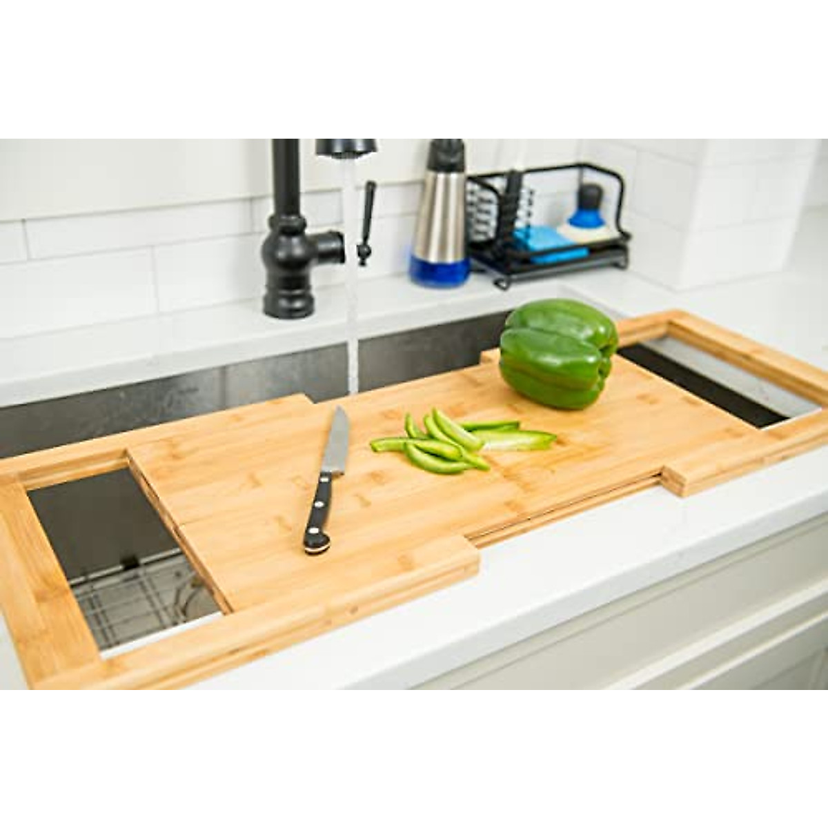 Lipper International 8841 Bamboo Wood Over-the-Sink Expandable Cutting Board, 34" x 11 1/2" x 3/4"