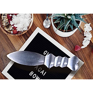 JIC Gem Carving Selenite Spiral Dagger 7 inches,Selenite Crystal Stone Knife 18cm, Selenite Sword Healing