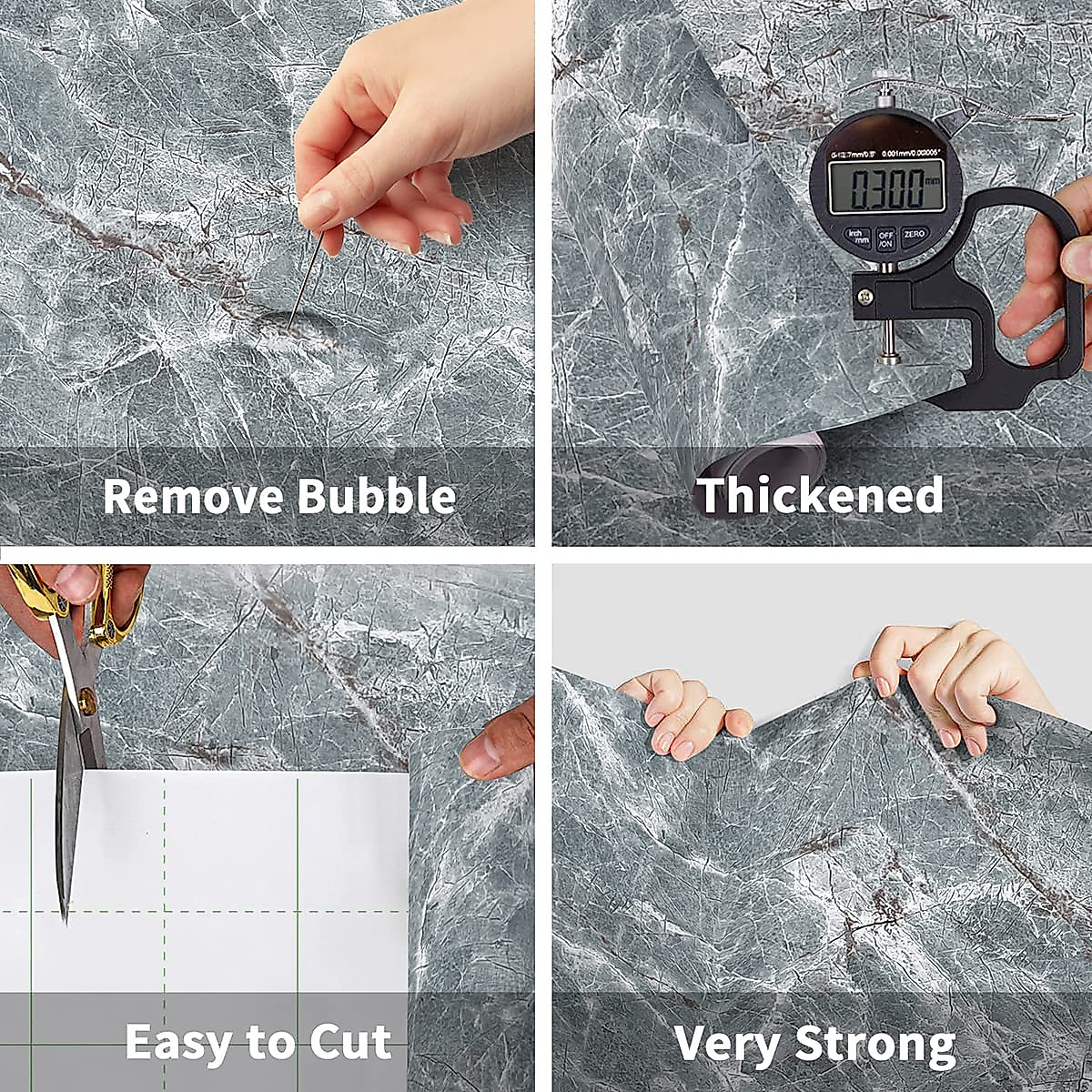 Erfoni Marble Contact Paper Blue Glossy Marble Wallpaper Marble Peel and Stick Wallpaper for Countertops 15.8inch x 197inch Granite Self Adhesive Removable Wall Paper for Cabinets Waterproof Vinyl