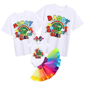 Family Birthday Matching Outfit Baby Girls Dad and Mom Melon Watermelon Cow Print Short Sleeve Round Neck Romper T Shirt Tops Cake Smash Summer Clothes Set for Photo Shoot Watermelon Mom Medium