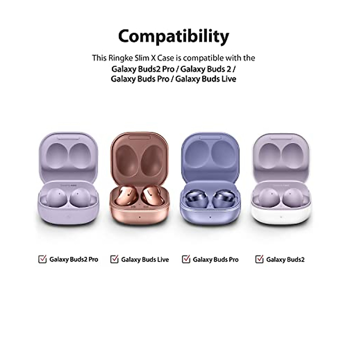 Ringke Slim-X Compatible with Samsung Galaxy Buds 2 Pro Case, Galaxy Buds 2 Case, Galaxy Buds Pro Case, and Galaxy Buds Live Case, Protective Sturdy Solid Cover for Galaxy Buds2 Pro - Clear
