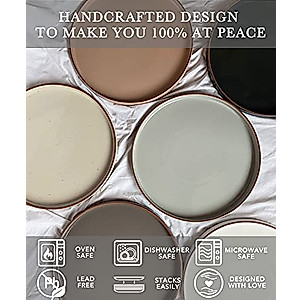 Mora Ceramic Flat Plates Set of 6-8 in - The Dessert, Salad, Appetizer, Small Lunch, etc Plate. Microwave, Oven, and Dishwasher Safe, Scratch Resistant. Kitchen Porcelain Dish - Assorted Neutrals