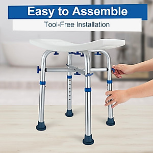 Shower Chair for Inside Shower, Adjustable Height Bath Chair for Seniors, Tool-Free Assembly Bathroom/Shower Chair for Elderly and Disabled, Heavy Duty Shower Stool(Support 350lb)