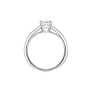 Swarovski Attract Ring, Round Clear Crystal Center Stone with Clear Crystal Pavé on a Rhodium Plated Setting, Size 6
