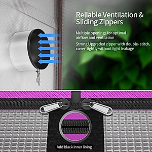 ATOUR 2x2 Grow Tent, 24"x24"x48''High Reflective Mylar 1680D Hydroponic Grow Tents, Waterproof Grow Tent with Double Cleart Observation Door and Floor Tray, for Indoor Plant Growing