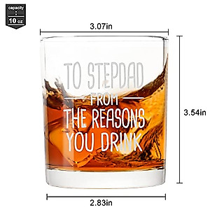 Modwnfy Funny Fathers Day Gift for Stepdad, to Stepdad from The Reason You D Whiskey Glass, Stepfather Old Fashioned Glass, Stepdad Stepfather Dad Papa Birthday Gift from Stepdaughter Stepson