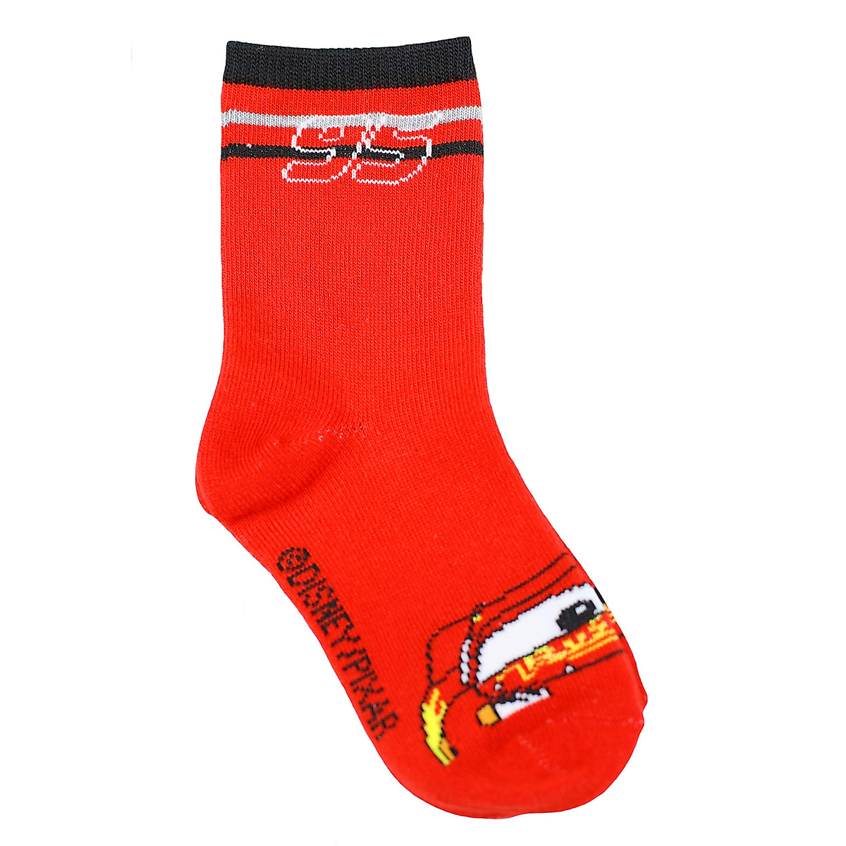 Disney Boy's Cars 3-Pack Character Crew Socks, Small, Red
