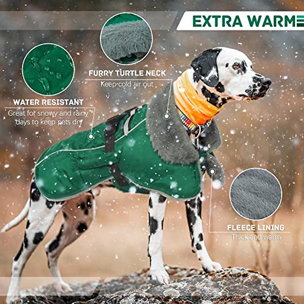 IECOii Dog Winter Clothes, Warm Dog Winter Sweater, Dog Fleece Jacket with Turtle Neck, Dog Waistcoat for Large Dogs Winter Fits for Pitbull, Border Collie, Samoyed, English Bulldogs, XL