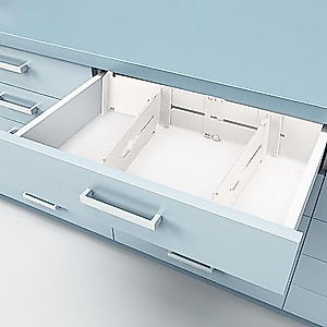 acDesign 4-Pack Drawer Dividers Organizer Expands from 12.8-21.65 Inch, Plastic Adjustable Separators for Bedroom, Bathroom, Closet, Socks, Clothing, Office, Kitchen Utensils (White)