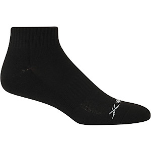 Reebok Men's Athletic Quarter Socks with Cushion Comfort (12 Pack), Size 6-12.5, All Black