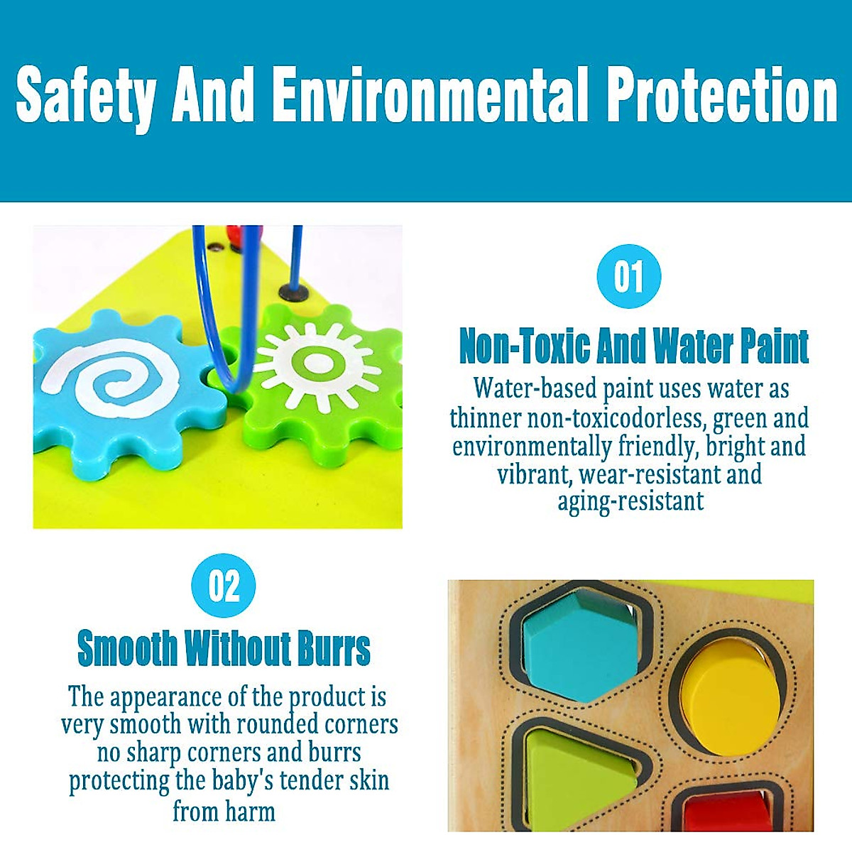 ACOOLTOY Wooden Activity Cube 5 in 1, Baby Activity Center for Boys and Girls 1,2,3 Years Old