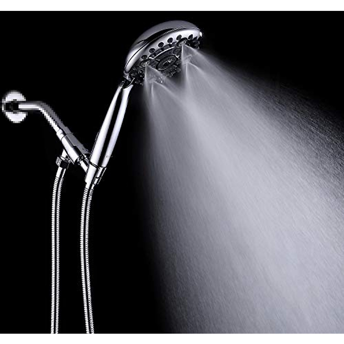 G-Promise Handheld Shower Head High Pressure 6 Spray Settings, Detachable Hand Held Showerhead 4.9" Face with Extra Long Flexible Hose and Metal Adjustable Bracket