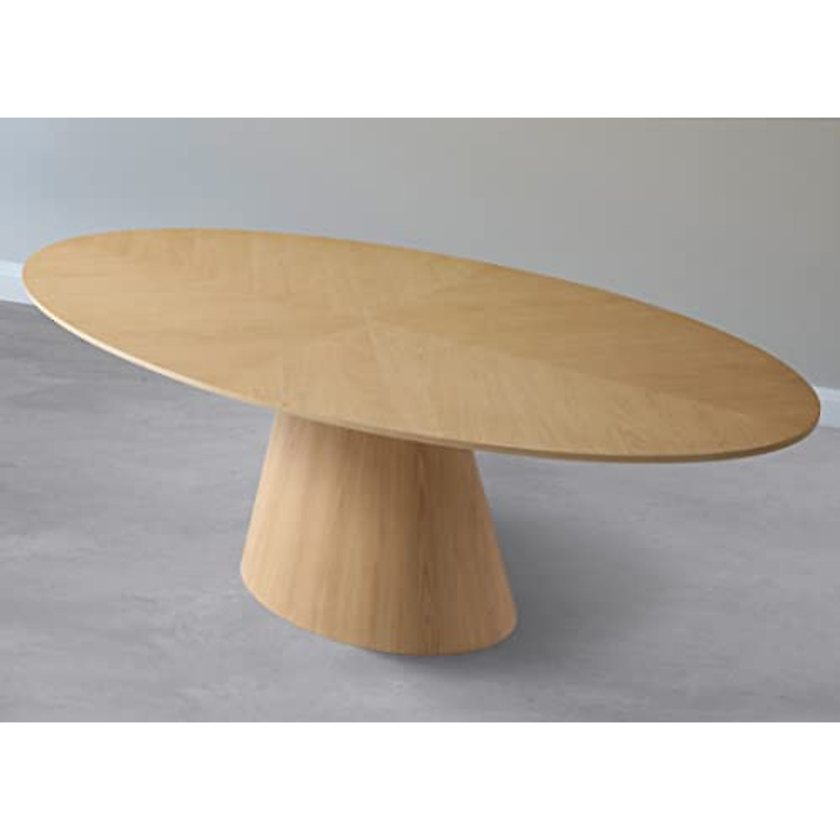 Meridian Furniture Gavin Collection Mid Century Oval White Oak Wood Dining Table, 90" W x 43.5" D x 30" H