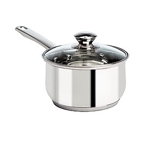 Ecolution Stainless Steel Sauce Pan with Encapsulated Bottom Matching Tempered Glass Steam Vented Lids, Made Without PFOA, Dishwasher Safe, 2-Quart, Silver