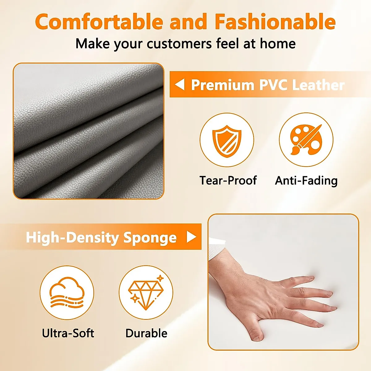 CLATINA Waiting Room Chairs with Padded Arms Leather Guest Chair no Wheels for Office Reception and Conference Desk with Sled Base Grey