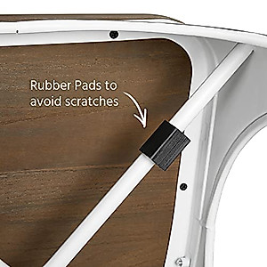 Yaheetech Set of 4 Metal Dining Chairs with Wood Seat Metal Side Chairs Kitchen Chairs with Back Bistro Café Trattoria Kitchen, Distressed White