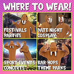 Funziez! Adult Onesie Halloween Costume - Animal and Sea Creature - Plush One Piece Cosplay Suit for Adults, Men and Women