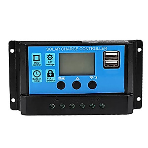 Aramox Solar Charge Controller, 12V-24V MPPT Solar Battery Solar Charge Controller PWM Controller 60A/50A/40A/30A/20A/10A(60A)