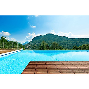 Deck Tile (Pack of 10, 12"x12") Hardwood Deck Tile, Interlocking Patio Tile in Solid Acacia Wooden Oiled Finish Waterproof All Weather Perfect for Indoor Outdoor 6 Slat (Acacia Wood- 10 Pcs, 6 Slat)