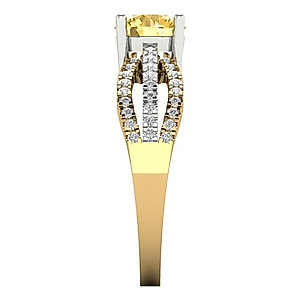 Clara Pucci 1.19ct Round Cut Solitaire Yellow Citrine Designer Wedding Bridal art deco Anniversary Ring 14k yellow & White Gold 7.5
