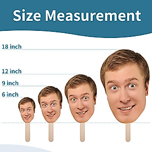 Custom Cutout Big Face Stick, Hand-Hold Fun Face, Party Fun, Party Décor, Personalized Big Head, Real Life Size Cardboard Contour Cuts, Upload Your Own Photo, 4 Size Options up to 18'', 1 PC