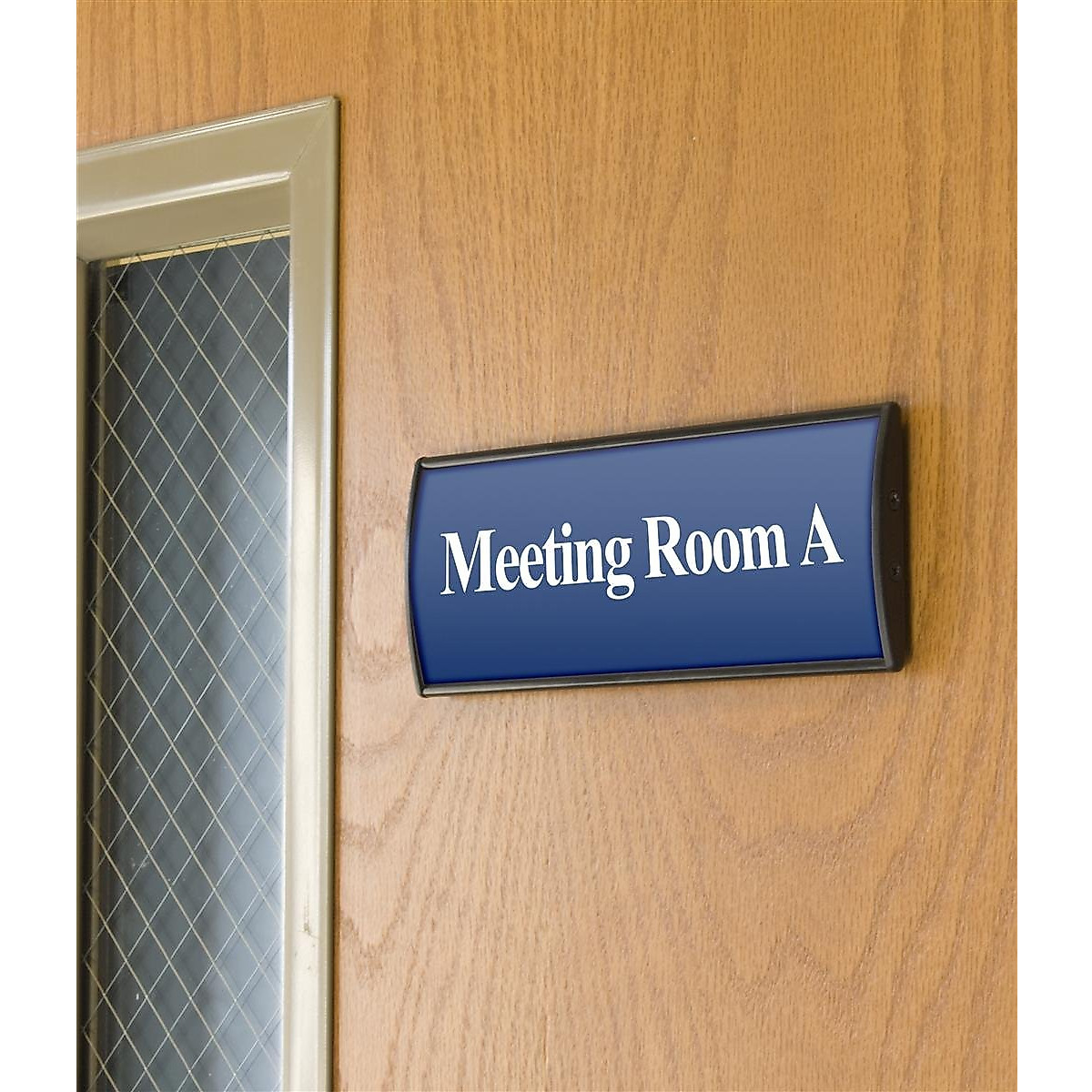 Set of 5, Office Sign Holders for Wall Mount, Curved Name Plate Frames for 3"w x 8"h Signage, Includes Double-Sided Adhesive for Mounting - Aluminum, Black