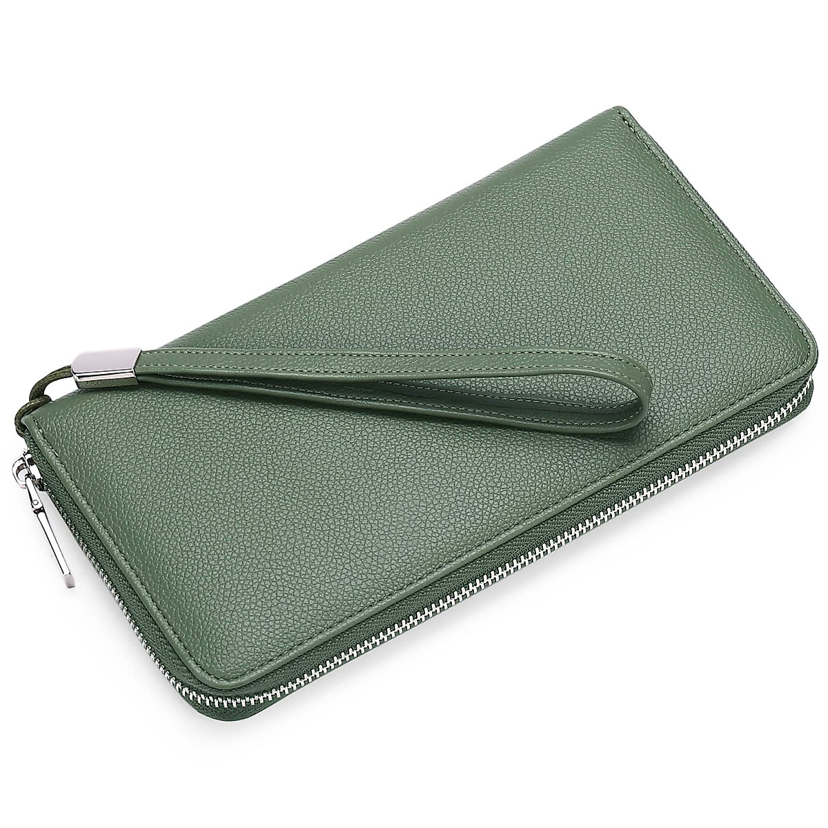 GOIACII Womens Wallet RFID Blocking Leather Zip Around Wallet Large Capacity Long Purse Credit Card Clutch Wristlet