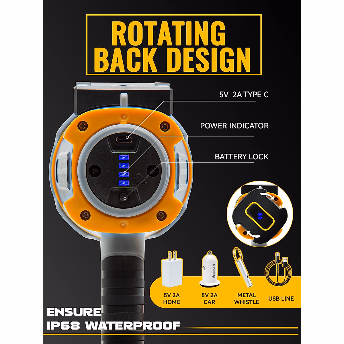 Durapower Rechargeable Spotlight, 300000 Lumens LED Handheld Spotlight, 10000mAh Long Lasting IP68 Waterproof Spotlight Flashlight Portable for Marine Boat Hunting