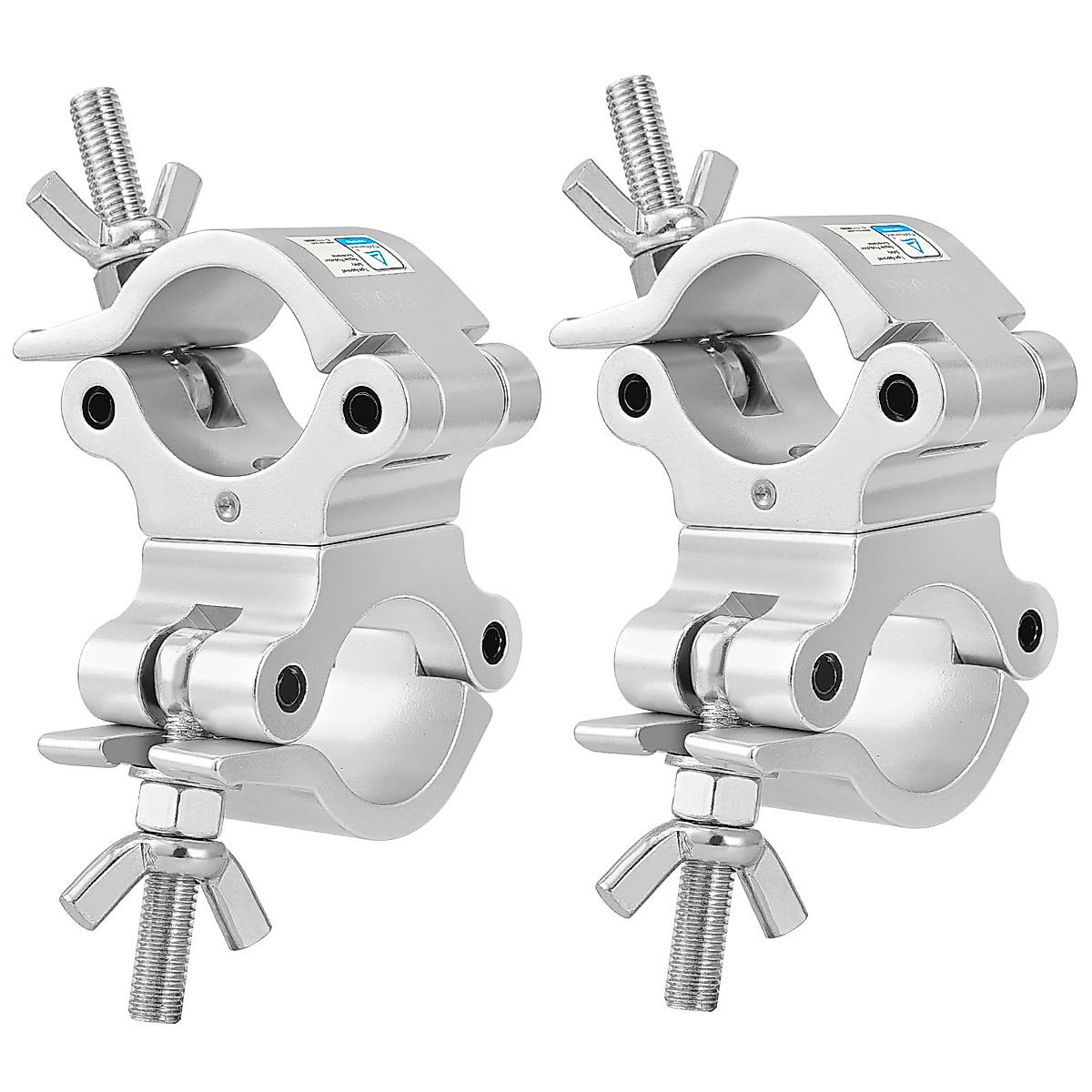 2 Inch Pro-Swivel Truss Clamp TUV, 2 Pack Eyeshot Heavy Duty 1100lb Swivel Coupler Truss Clamps, Dual Head Turn As Needed Two 360 Degree Lighting Clamps, Fit Pipe/Truss OD 48-52mm