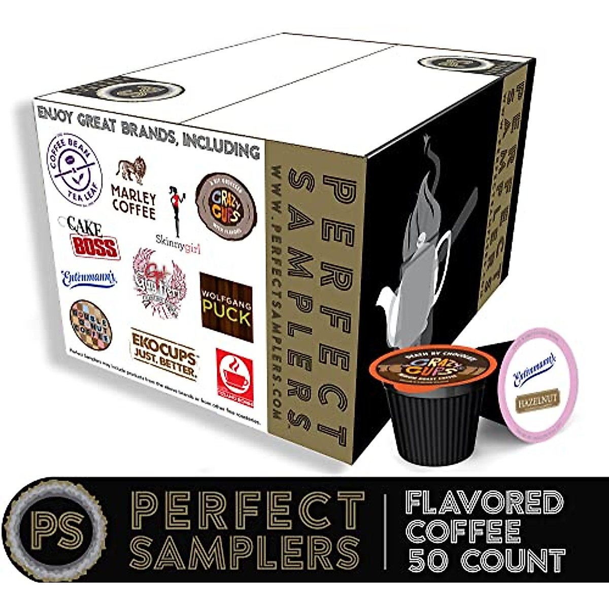 Perfect Samplers Flavored Coffee Variety Pack, Flavored Coffee Pods (Including Caramel Macchiato, Texas Pecan, & More) Single Serve Coffee for Keurig K Cups Machines, 50 Count
