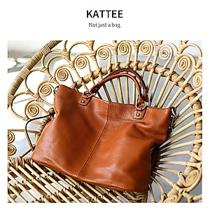 Kattee Women's Soft Genuine Leather Tote Bag, Top Satchel Purses and Handbags
