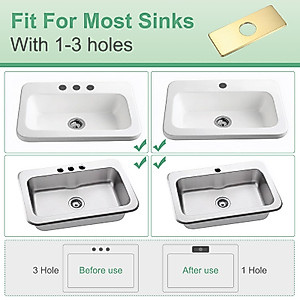 M METERXITY Faucet Deck Plate, 6 Inch Square Hole Cover Deck Plate for Bathroom/Kitchen Sink, 304 Stainless Steel Escutcheon Faucet Plate [Brushed Gold]