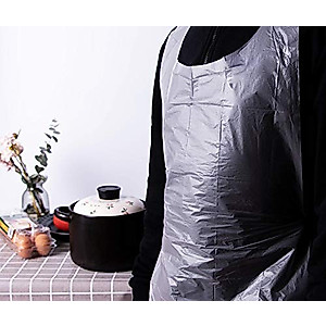 hapray 50 Pieces Disposable White Plastic Aprons, 46 inches x 28 inches Waterproof Polyethylene Perfect for Cooking Painting Arts n' Crafts and More