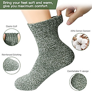 FYC Winter Womens Socks Wool Warm Thick Knit Cozy Crew Casual Vintage Soft Socks for Women Christmas Gifts Socks 5 Pairs