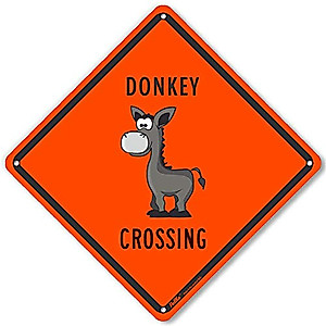 PetKa Signs and Graphics PKAC-0345-NA_10x10 "Donkey Crossing" Aluminum Sign, 10" x 10"