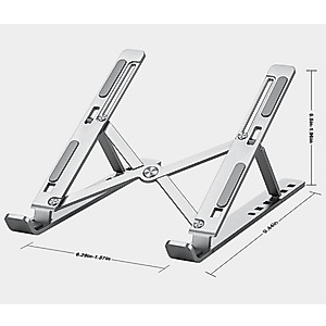 TenYua Laptop Stand for Desk,Portable Laptop Holder,6 Angles Adjustable Aluminum Tablet Stand Foldable Laptop Bracket Compatible with 9-15.6 inch Laptops