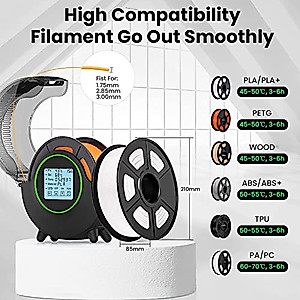 3D Printer Consumables Drying Box, High Efficiency PLA Filament Dryer Adjustable Temp and Time 100‑240V Touch Screen Easy to Operate for Removing Moisture(US Plug)