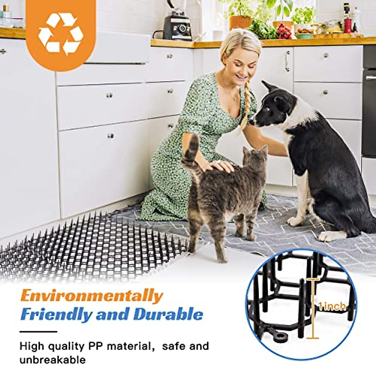 Oceanpax 12 Pack 16 X 13 Inch Square Cat Scat Mats for Cats with Spikes, Prickle Strips from Digging Cat Deterrent Outdoor