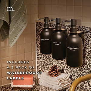 MaisoNovo Shampoo and Conditioner Dispenser - 3 Plastic Amber 3 Wall Mount Black - 3 Plastic Black 3 Wall Mount Black