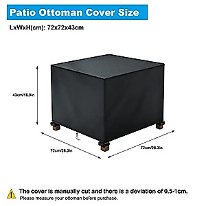 Patio Ottoman Cover Waterproof, 28.3 x 28.3 x 16.9 inch Rectangular Outdoor Side Table Cover, Durable Outdoor Furniture Cover, Black