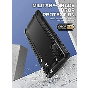 Clayco Xenon Case for Samsung Galaxy S21 FE 5G, [Built-in Screen Protector] Full-Body Rugged Cover Compatible with Fingerprint Reader, 6.4 inch 2022 Release (Black)