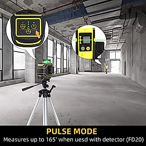 Laser Level with Tripod Set, Firecore 3X360 Green Laser Level Self Leveling and Alignment Line Laser Tool for Construction, Includes Rechargeable Li-Ion Battery, L-Bracket & Carry Pouch