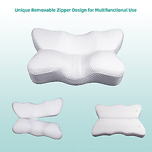 Cosermart Cervical Pillow for Neck Pain Relief, Ergonomic Pillow for Neck, Shoulder & Back Support, Orthopedic Contour Memory Foam Pillow for Side Back Stomach Sleeper with Removable Zipper Design